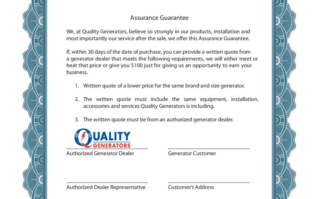 generac-assurance-guarantee | Quality Home Products of Texas